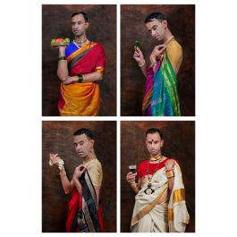 Lad holding Weapons of Seduction, A Ravi Varma Matrix of Feminity